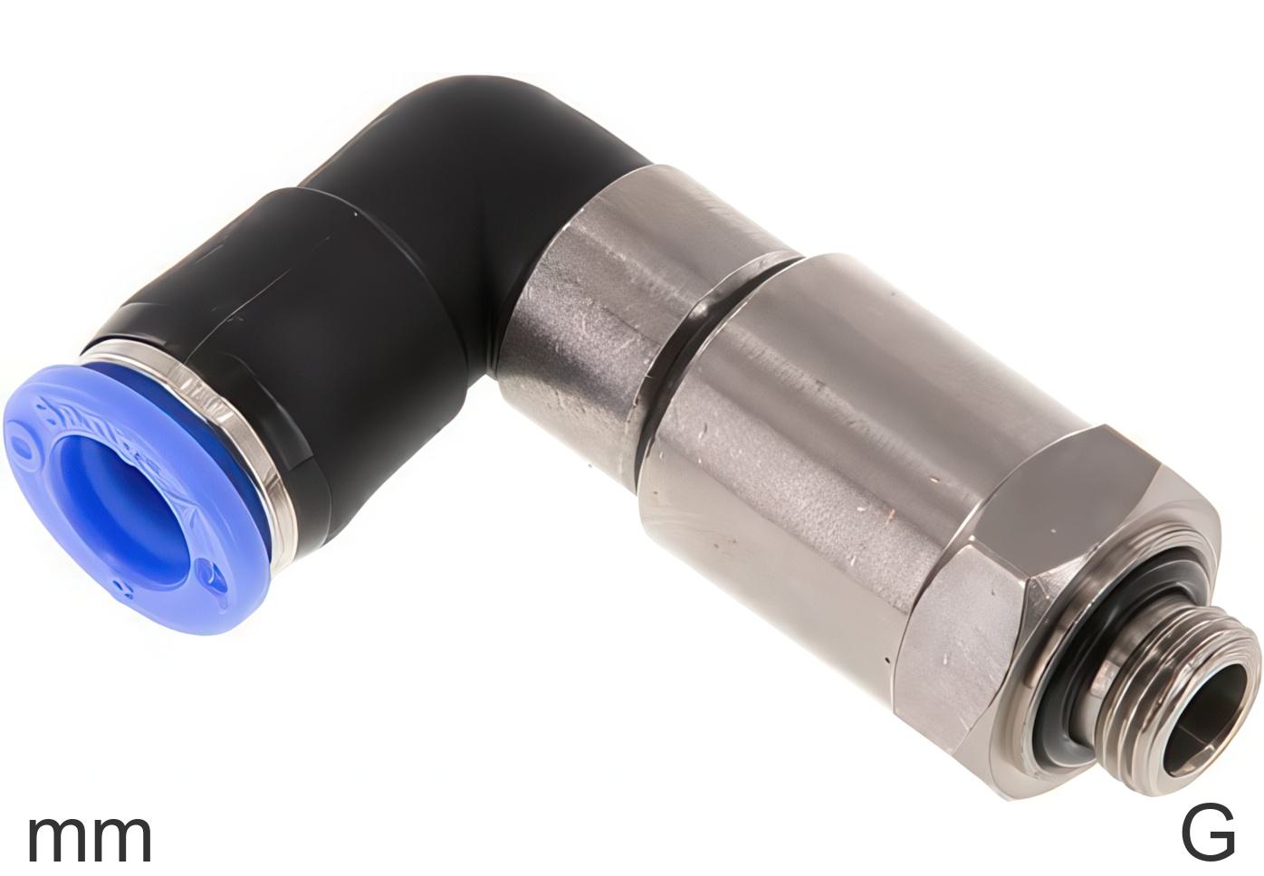 Codo Giratorio Conector Push In Latón Y Plástico Roscas G Macho Dos