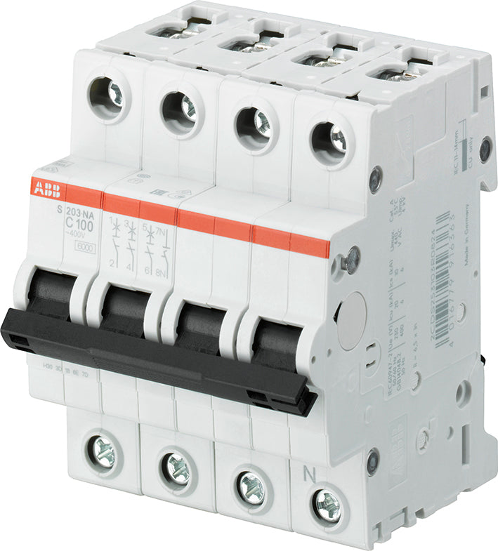 Abb S203 3P+N 80A Curva C Interruptor Automático 6kA - 2CDS253103R0804 | Tameson.es