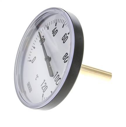 0 a +120°C Termómetro bimetálico de plástico Gabinete de 100mm Vástago ...