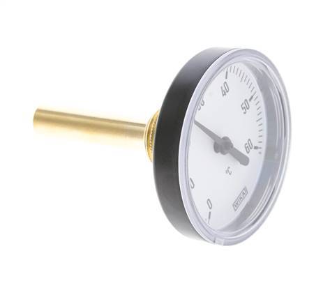 0 a +60°C Termómetro bimetálico de plástico Gabinete de 63mm Vástago de ...