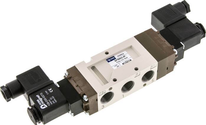 válvula solenoide de centro de presión 5/3 G3/8'' 24V DC 2-10bar/28 ...